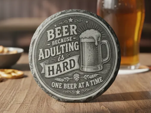 Beer Because Adulting Is Hard Slate Coaster | Free Files - Atomm