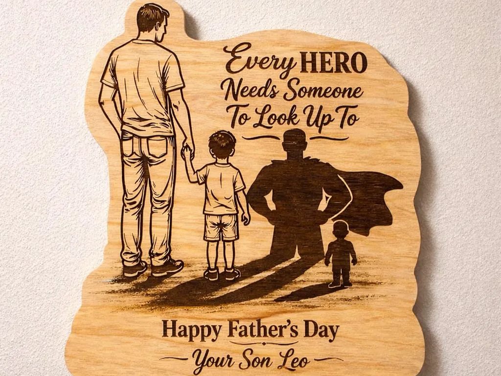 Father and Son Hero Wood Plaque wit customizable name. | Free Files - Atomm