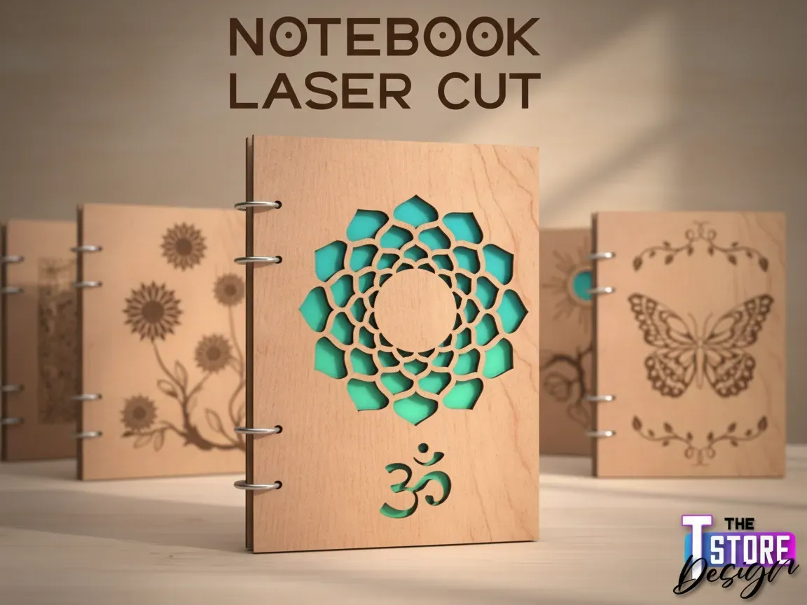 Wooden Notebook Covers Laser Cut Bundle. Floral Design. 3D Cover. Om ...
