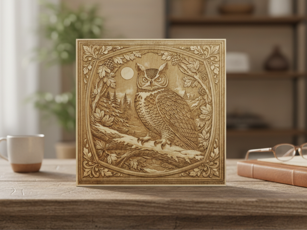 🦉Moonlit Sentinel – Great Horned Owl Relief Panel | Ready to Use Files ...