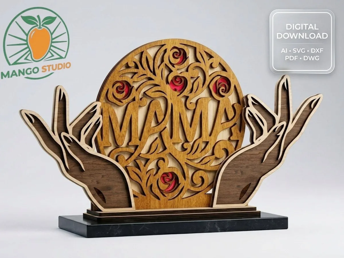 3D Mama Hands Layered Laser Cut File SVG | Ready to Use Files - Atomm