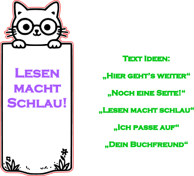 Katzen-Lesezeichen / Cat Wooden Bookmark - „Lesen macht schlau ...