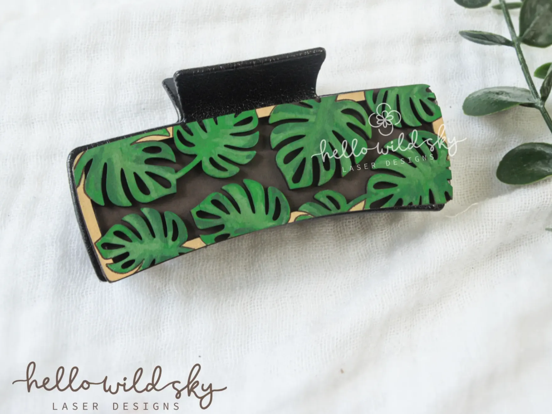 Monstera Laser Hair Clip Cut File, 4.1"Monstera Leaf Laser Hair Clip ...