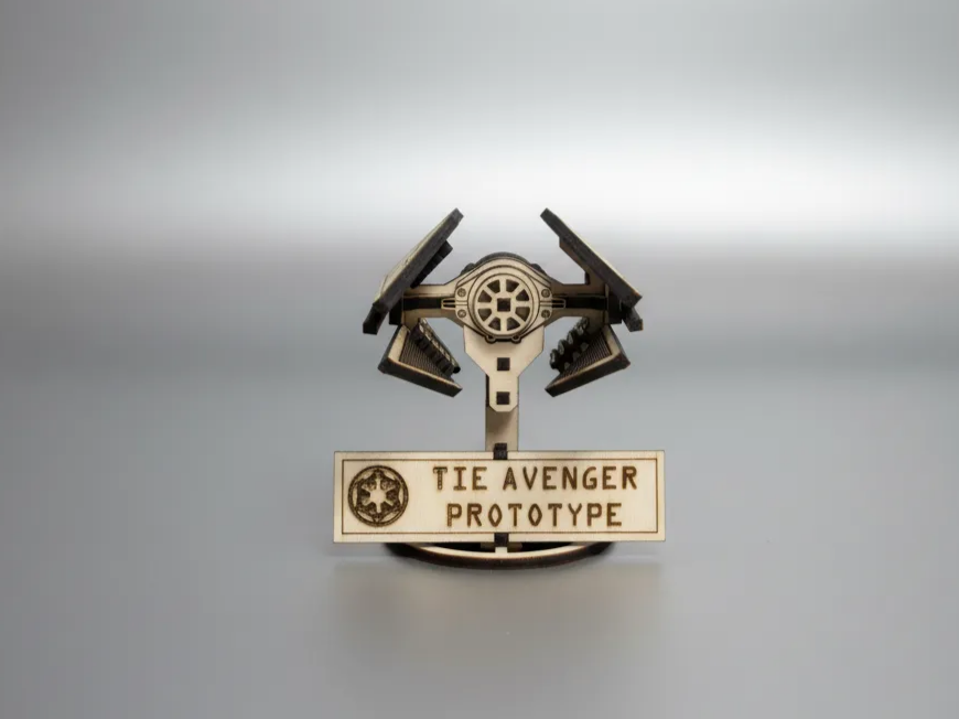 Laser Cut TIE Avenger Prototype Starfighter Model with Display Plaque ...