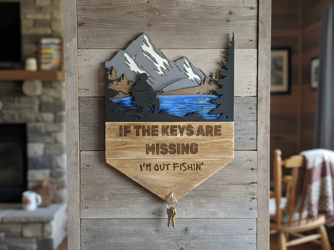 3D Multi layer Fishing Sign If The Keys Are Missing I'm Out Fishin ...