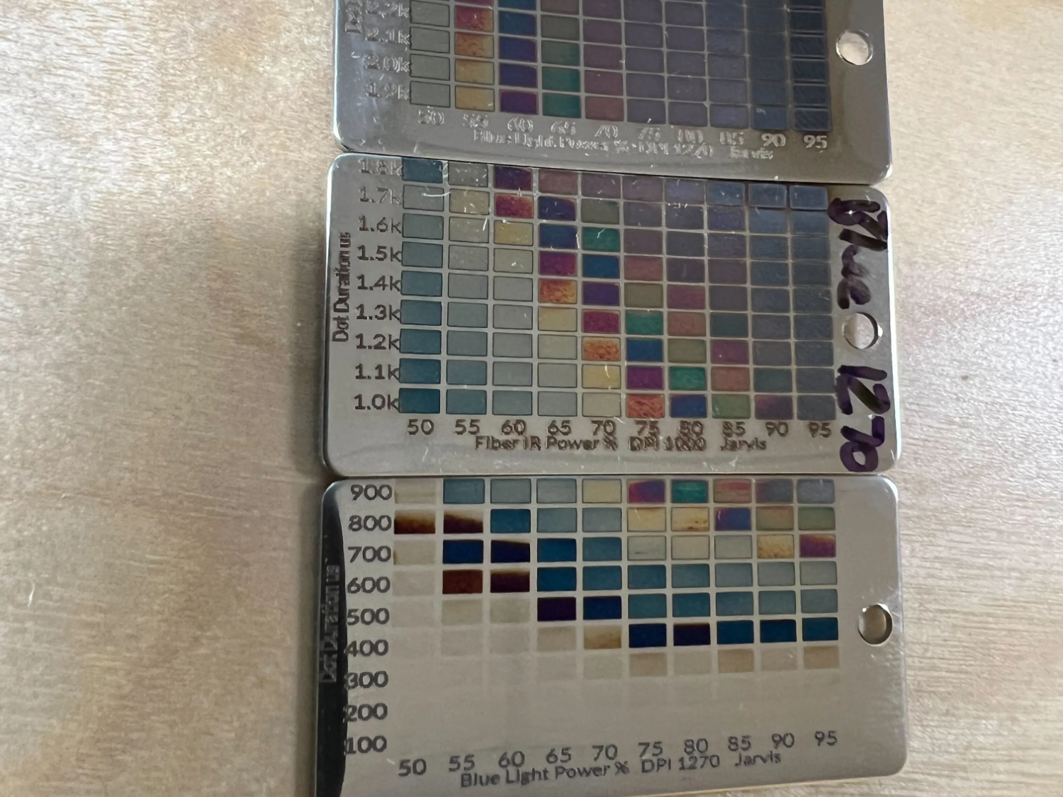 Blue Light test grid for stainless steel color for imported images. 100 ...