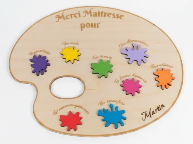 Palette de peintre en bois Merci Maîtresse personnalisée | Free Files ...