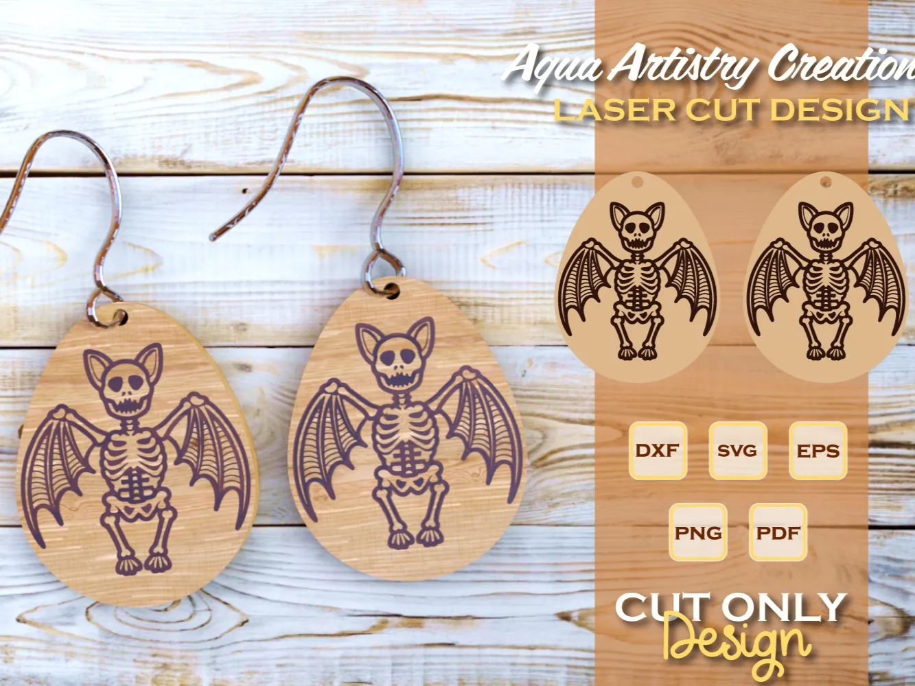 Laser cut and engrave | Laser Cut Wooden Bat Skeleton Earrings | Ready ...