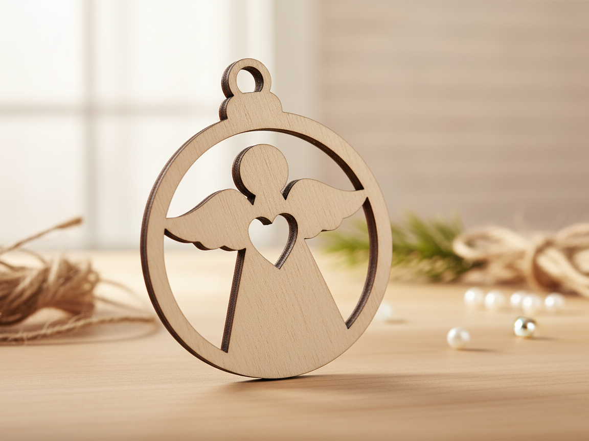 Laser Cut Wooden Angel Ornament with Heart Design | Free Files - Atomm