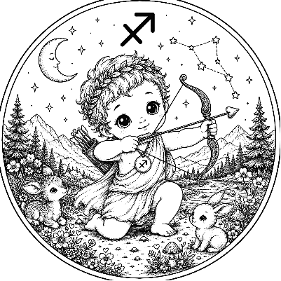 Cute Baby Sagittarius Zodiac Sign Round Wooden Keychain | Free Files ...