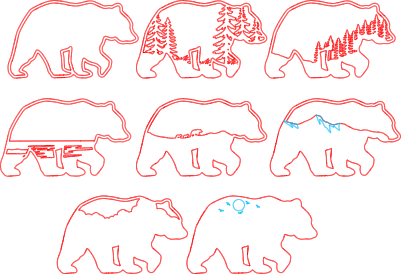Rustic Bear Multilayer SVG XCS | 8 Layer Forest Landscape Wooden Art ...