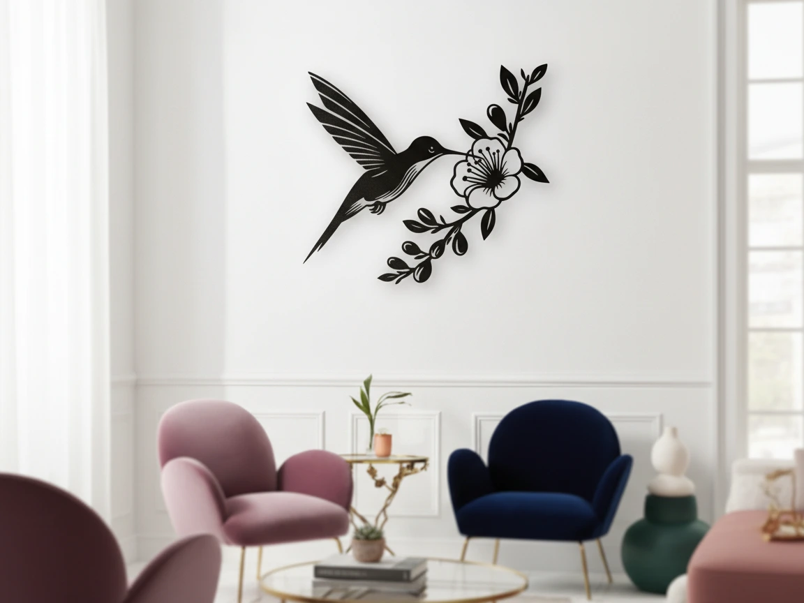 Elegant Hummingbird Silhouette SVG XCS | Wooden Bird and Flower Wall ...