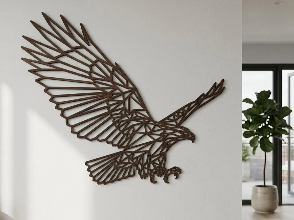Bald Eagle in Flight Wall Art SVG | Laser Cut File | Geometric Low-Poly ...