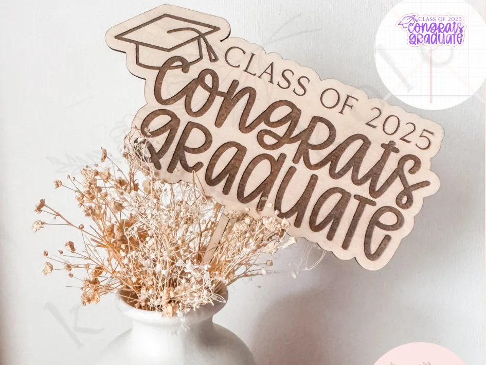 Class of 2025 Congrats Graduate Wooden Sign Decoration - Cake Topper ...