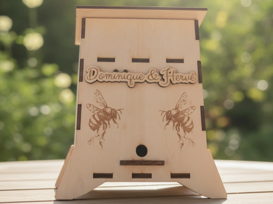 Personalized Laser Cut Wooden Bee House with Engraved Bees | Free Files ...