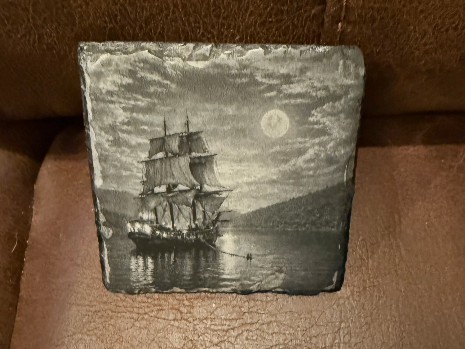 Laser Engraved Sailing Ship on Stone Display Plaque | Free Files - Atomm