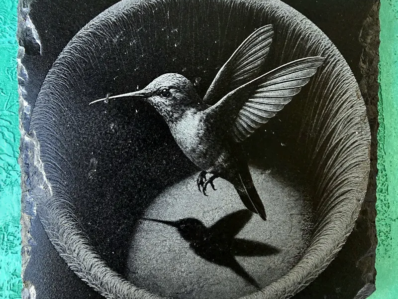 Hummingbird 3D Illusion Engraved on square slate | Free Files - Atomm