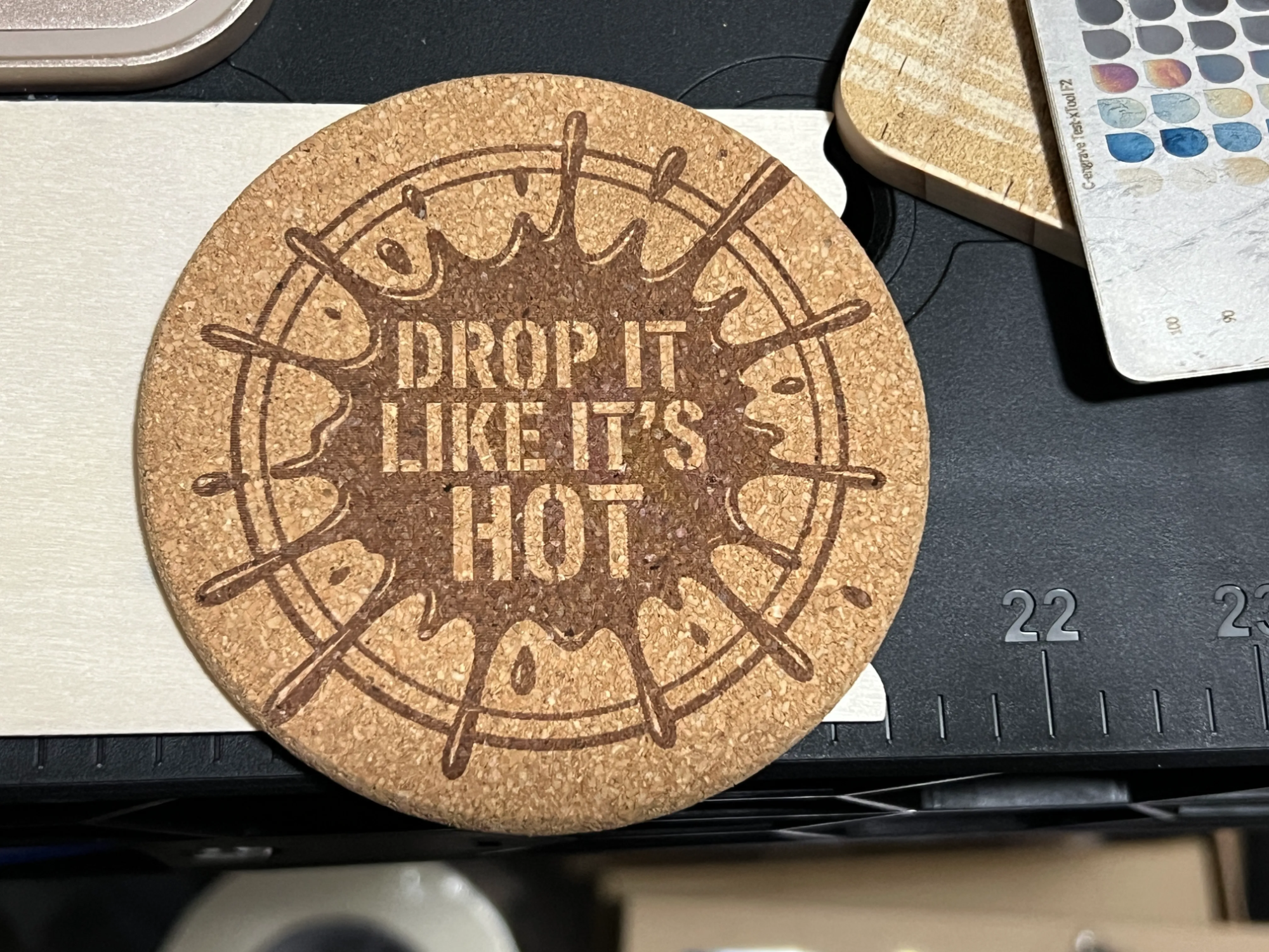 Laser Engraved Cork Coaster Drop It Like It's Hot Design | Free Files ...