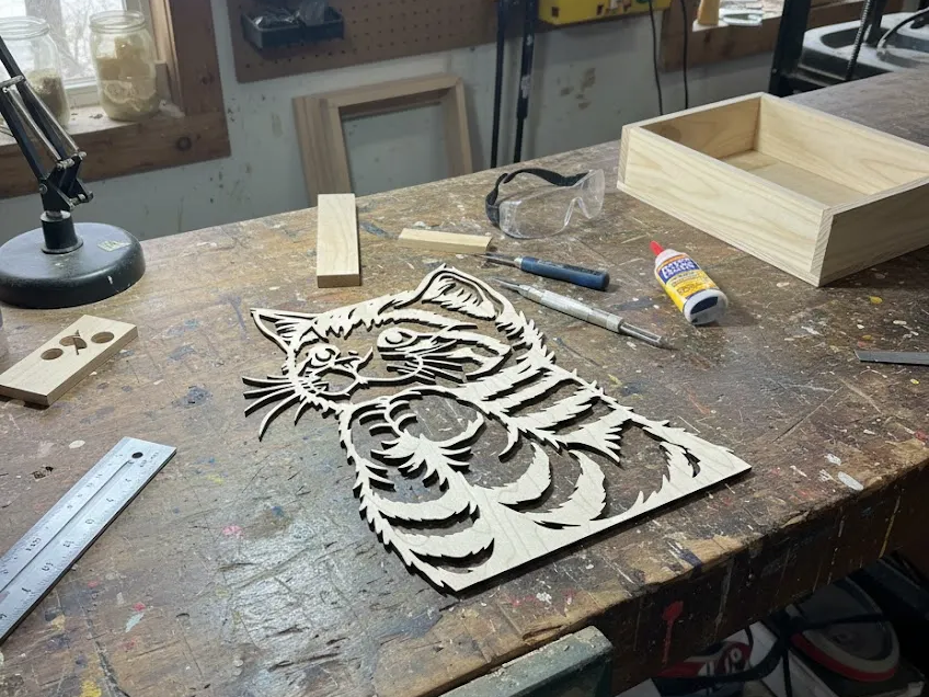 Laser Cut Wooden Cat Wall Art Decor | Free Files - Atomm
