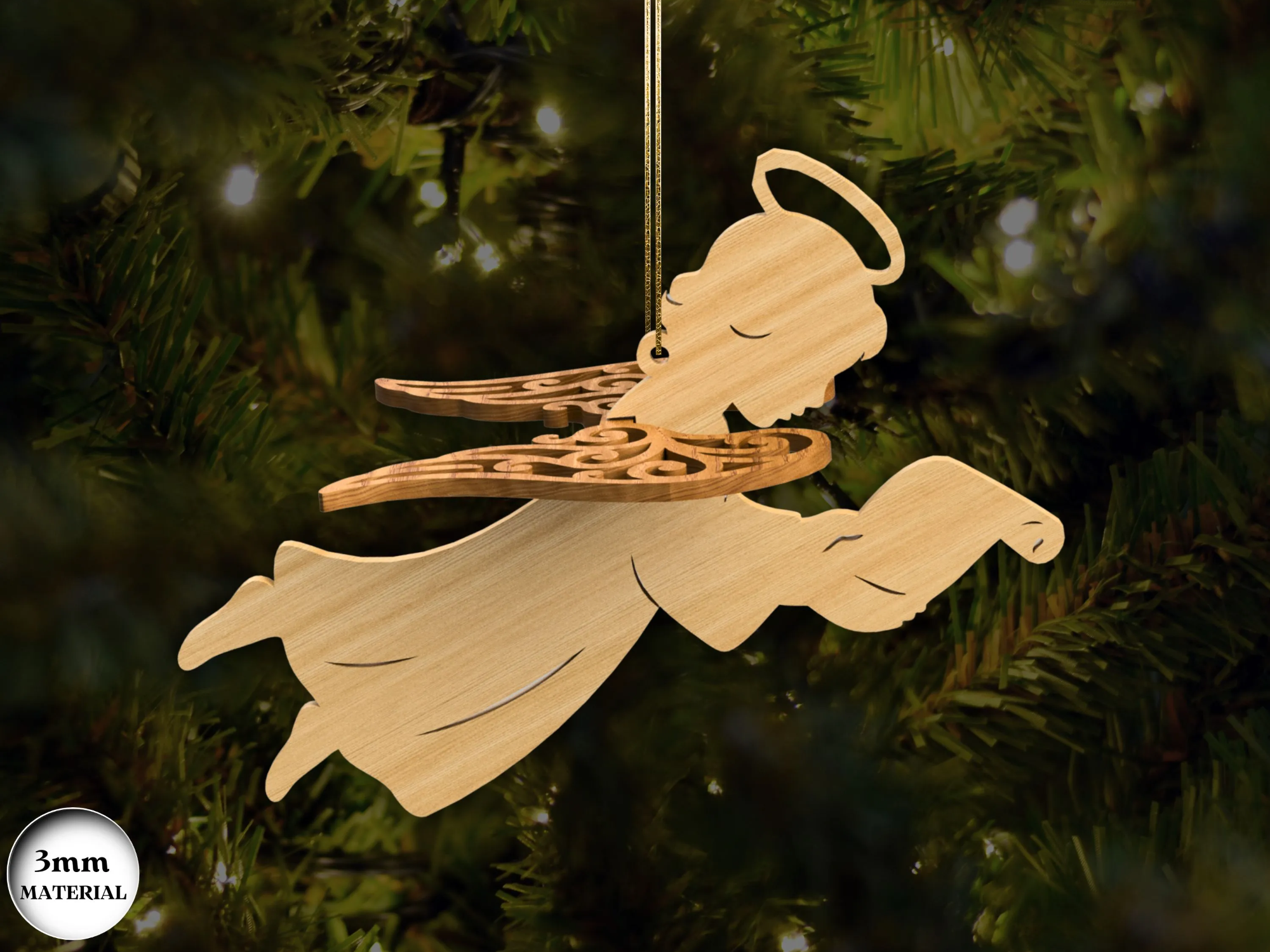 3D Christmas Angel Ornament Laser Cut | Ready to Use Files - Atomm
