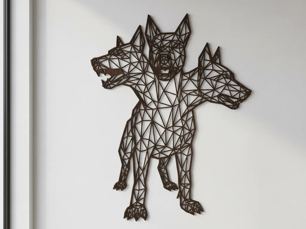 Cerberus Wall Art SVG | Laser Cut File | Geometric Low-Poly Mythical ...