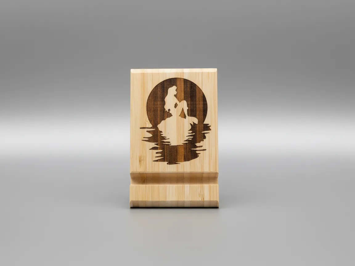 Laser Engraved bamboo Phone Stand with Mermaid Silhouette Design | Free ...