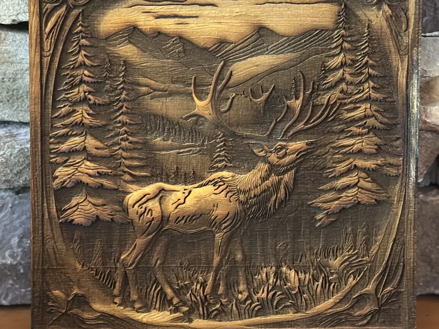 3D Elk in Forest SVG – Laser Engraving Scene for CNC, Glowforge, xTool ...