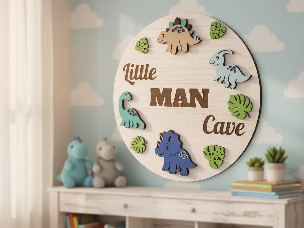 Laser cut and engrave | Laser Cut Little Man Cave Dinosaur Wall Art ...