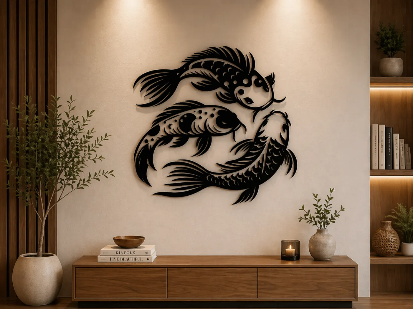 Koi Fish Yin Yang Wall Art SVG – Japanese Style Laser Cut Decor ...