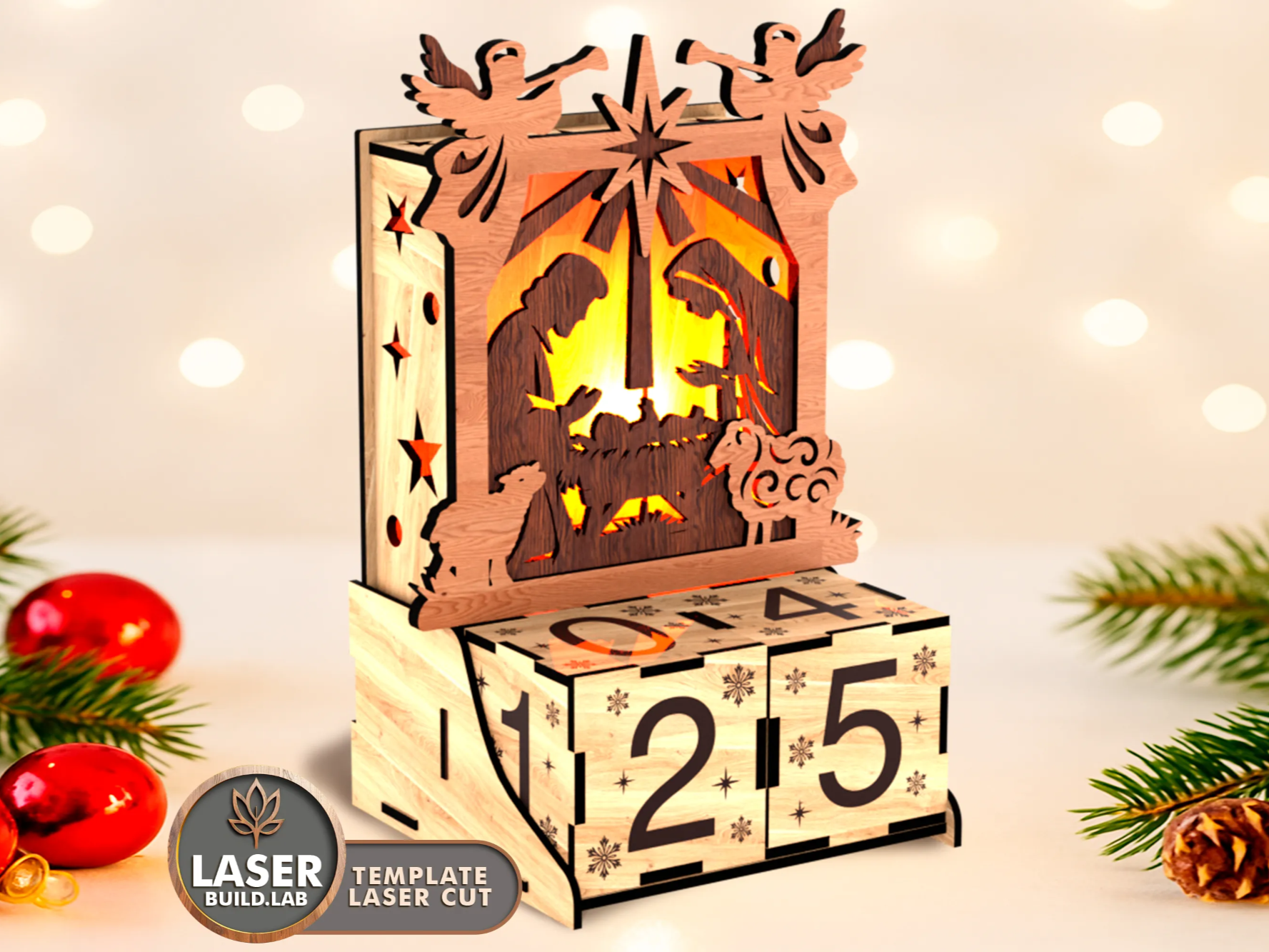 Days Until Christmas Calendar – Nativity Scene Laser Cut Wooden ...