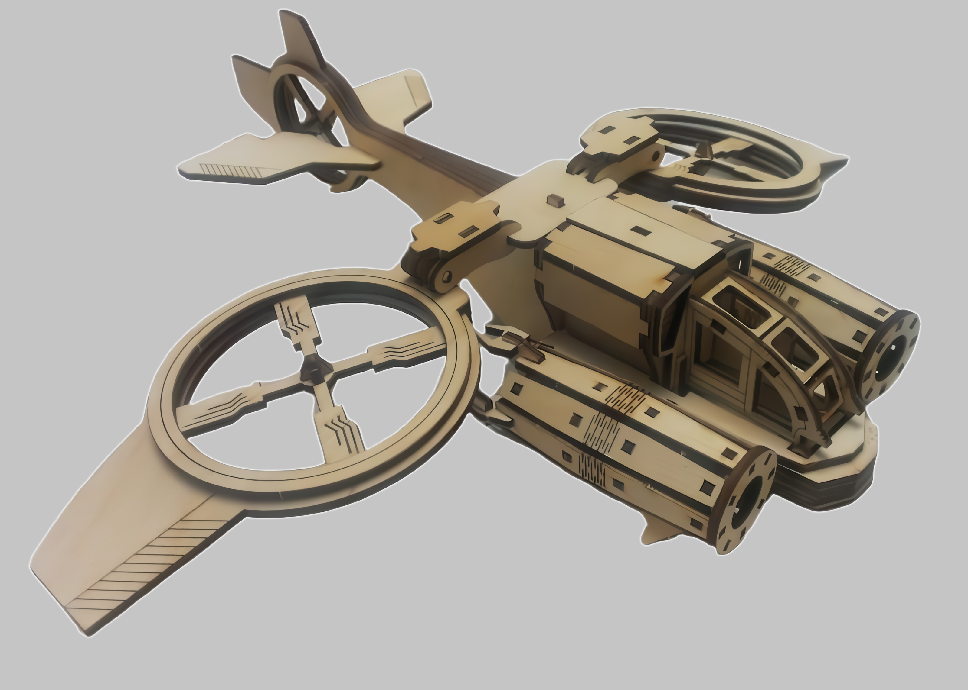 Laser Cut Spaceship Helicopter Toy Template Free Vector | Free Files ...