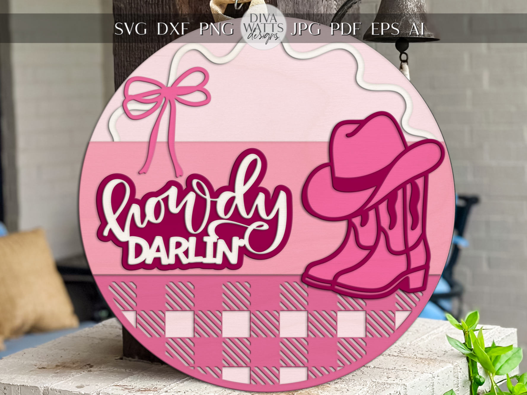 Laser cut and engrave | Howdy Darlin’ Round Sign SVG | Western Cowgirl ...
