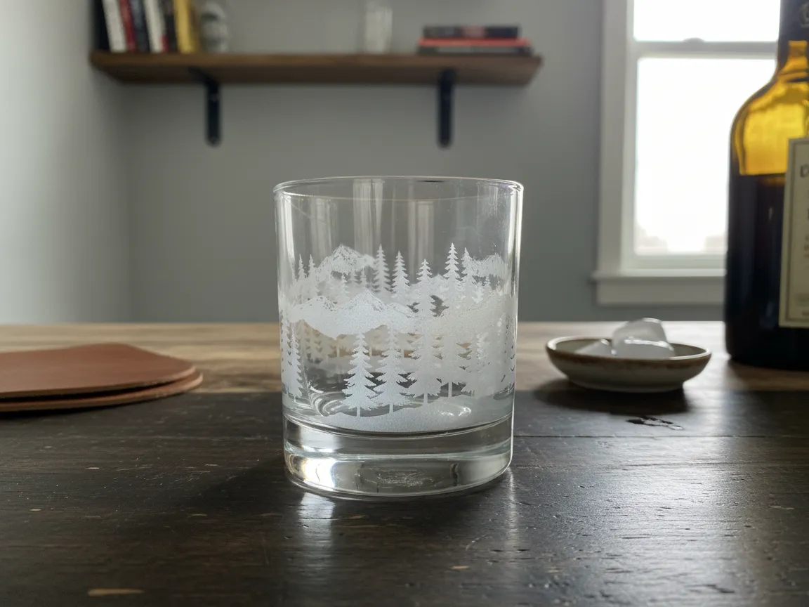 Etched Mountain Landscape Whiskey Glass | Free Files - Atomm