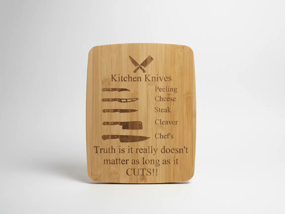 Laser Engraved Bamboo Kitchen Knife Cutting Board with Knives Guide ...