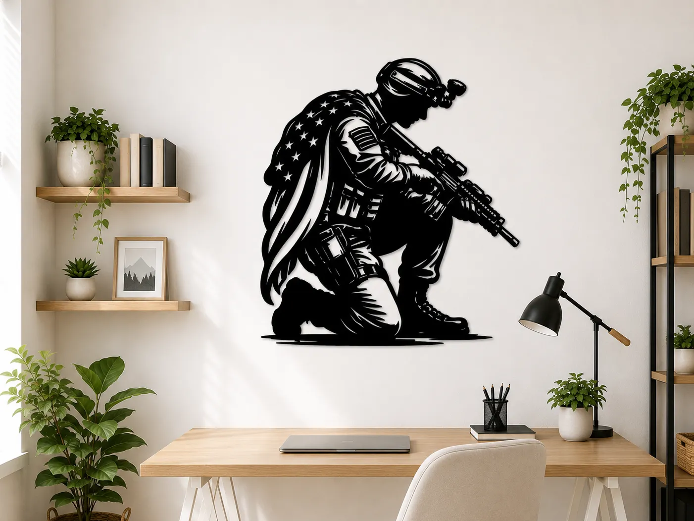 Kneeling Soldier Wall Art SVG | Patriotic Military Decor | Tactical ...