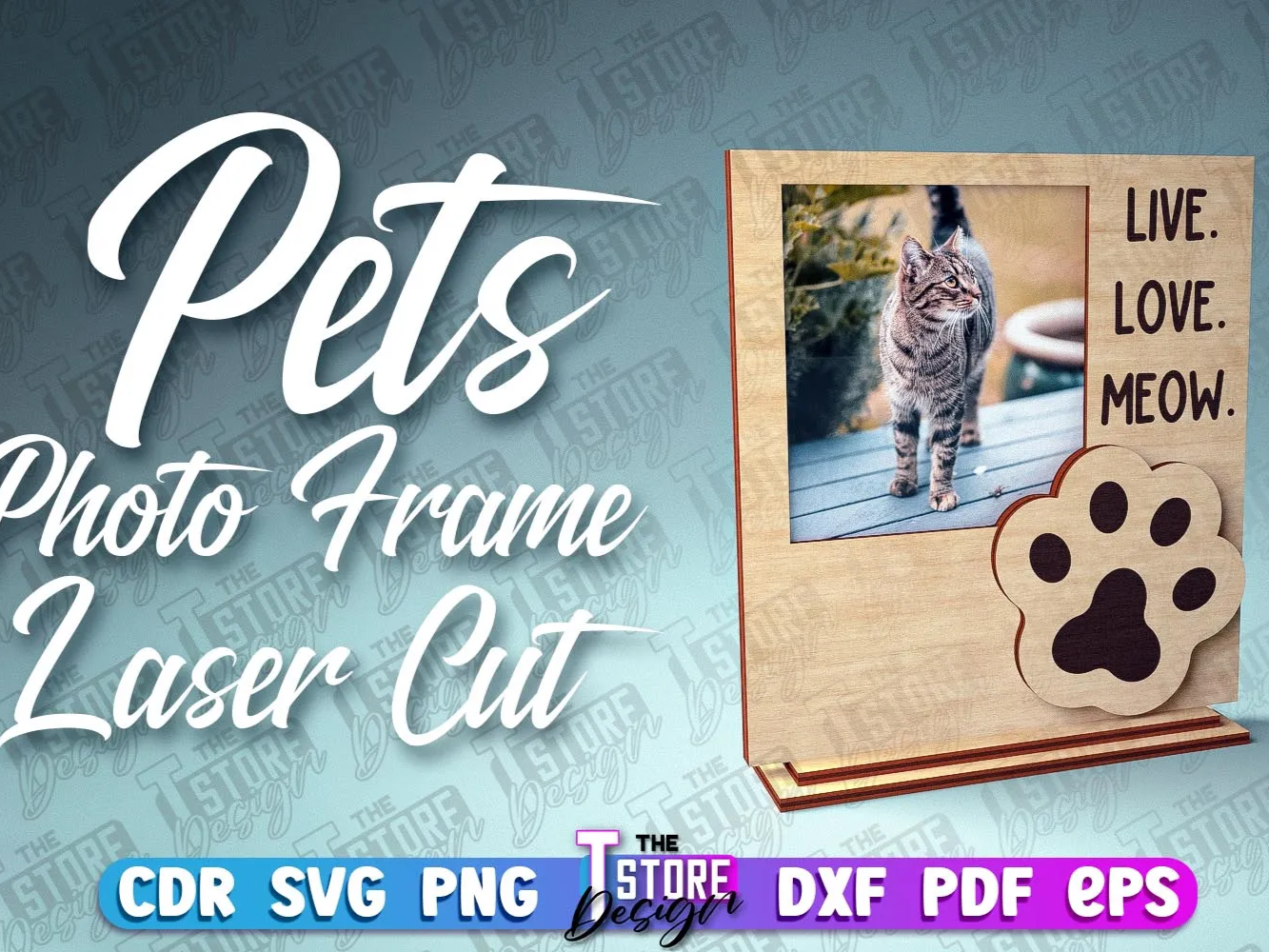 Pets Photo Frame Laser Cut Design, Animals Photo Frame, Personalized ...