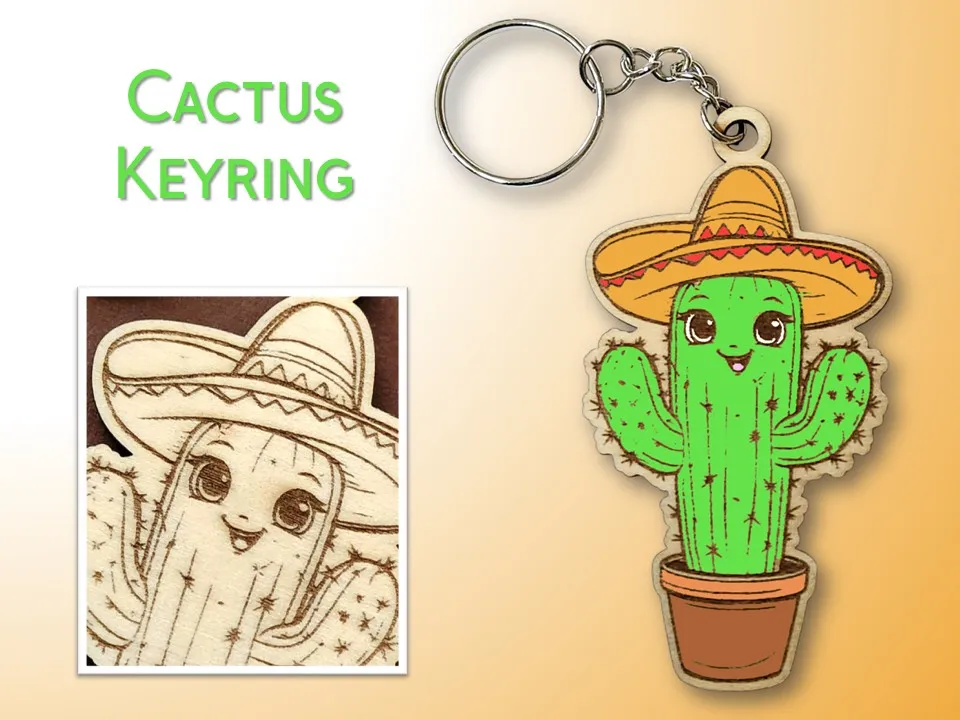 Cute Cactus in a Pot With a Sombrero Keyring | Free Files - Atomm