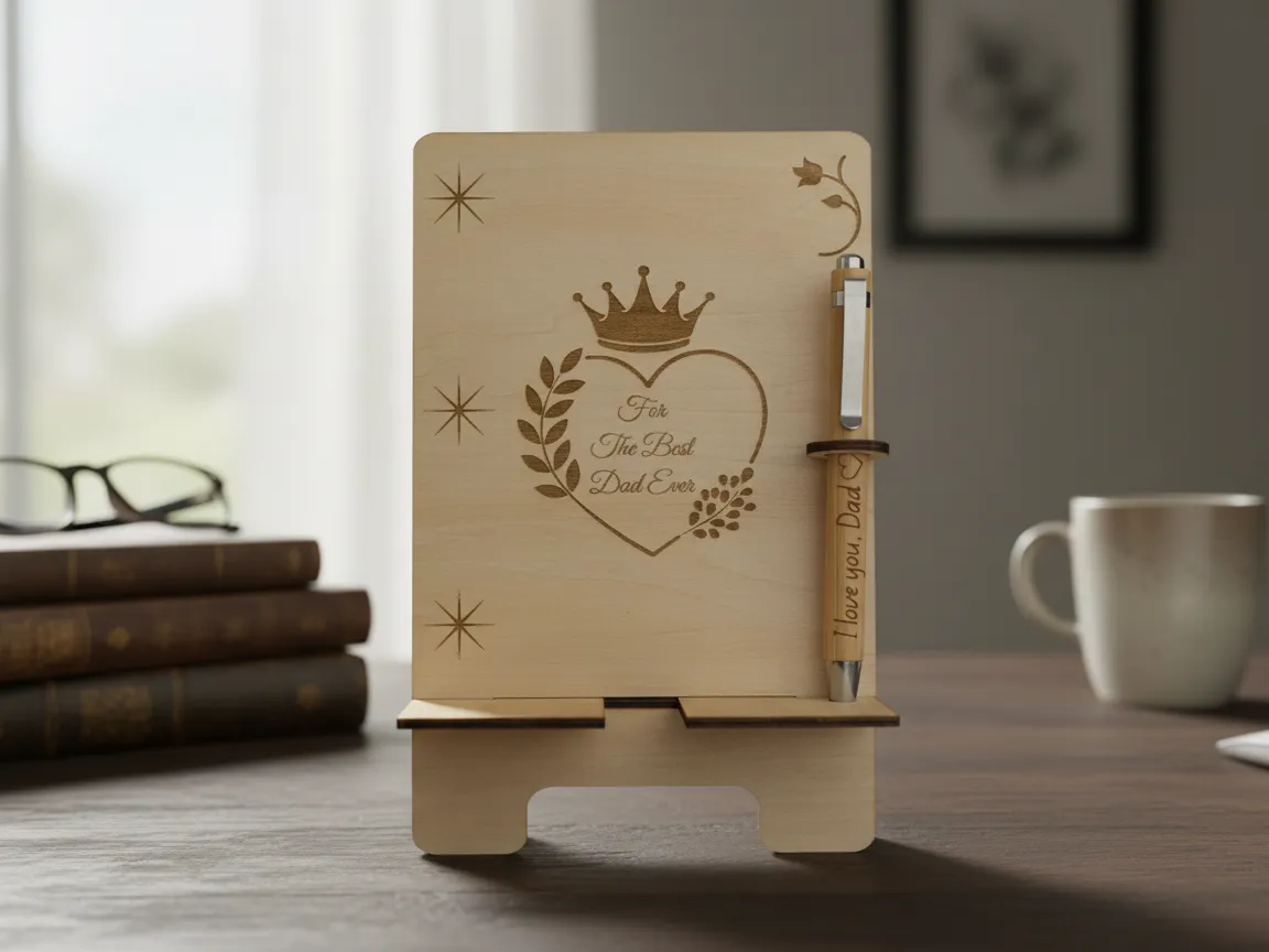 Support de téléphone en bois avec stylo gravé pour papa | Free Files ...