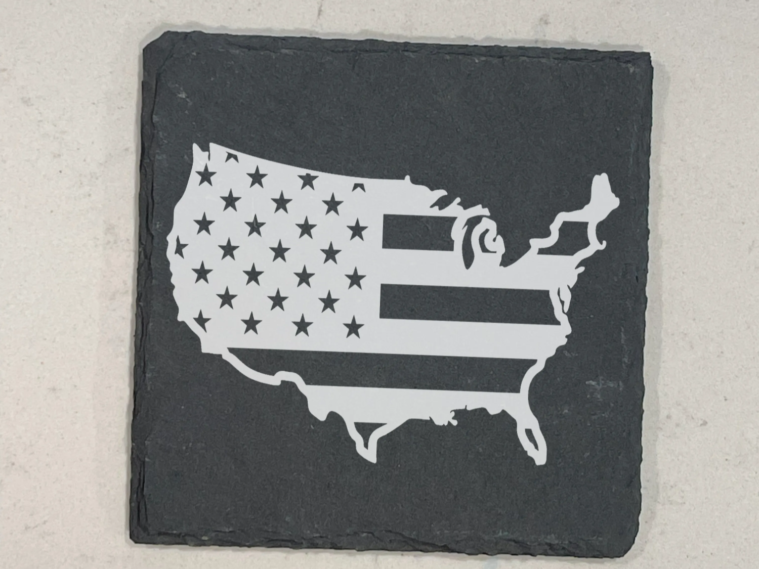 Laser Engraved USA Flag Map - Slate Coaster - Xtool F1 | Free Files - Atomm