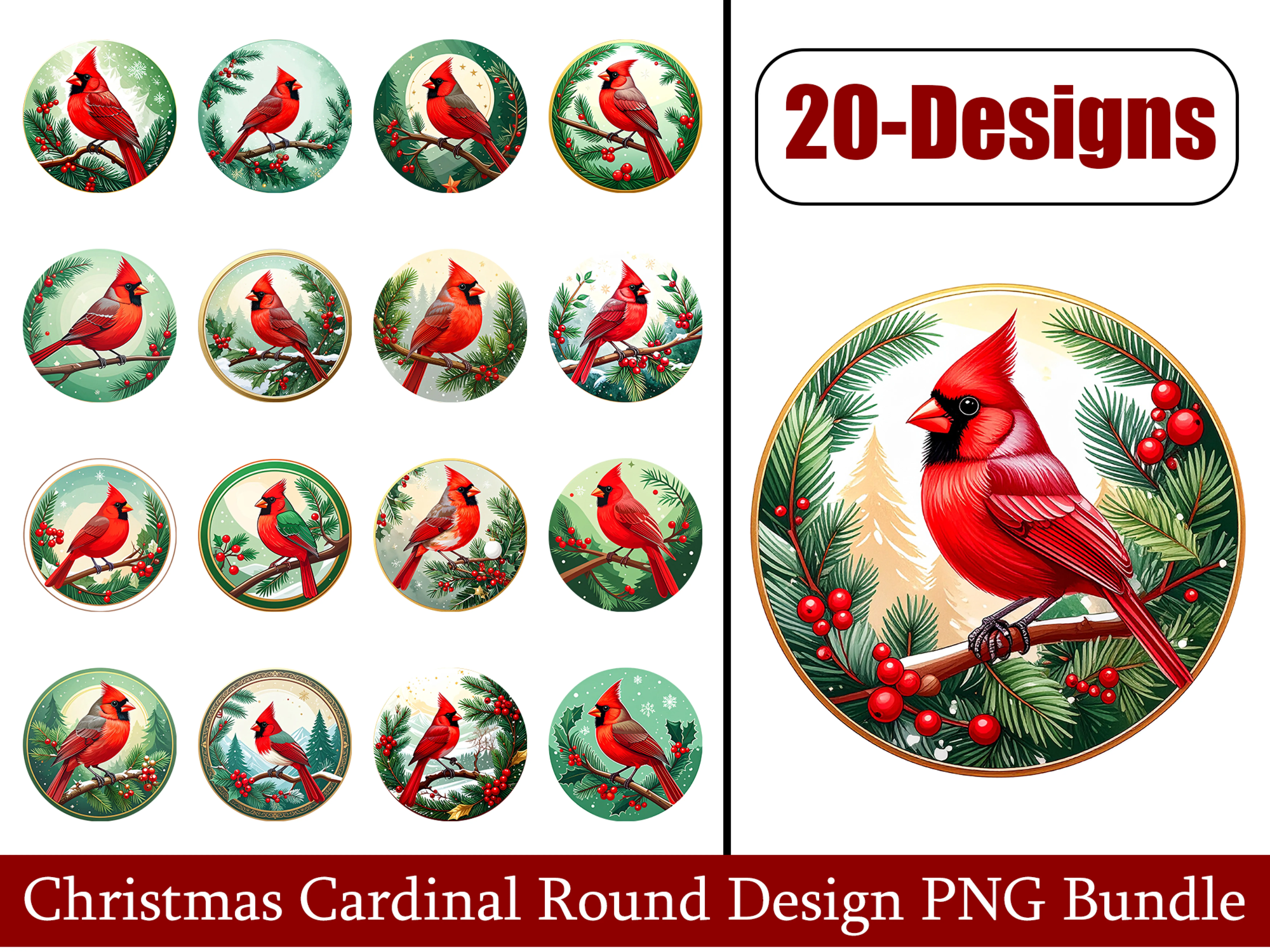 Laser cut and engrave | Christmas Cardinal Round Design PNG Bundle 20 ...