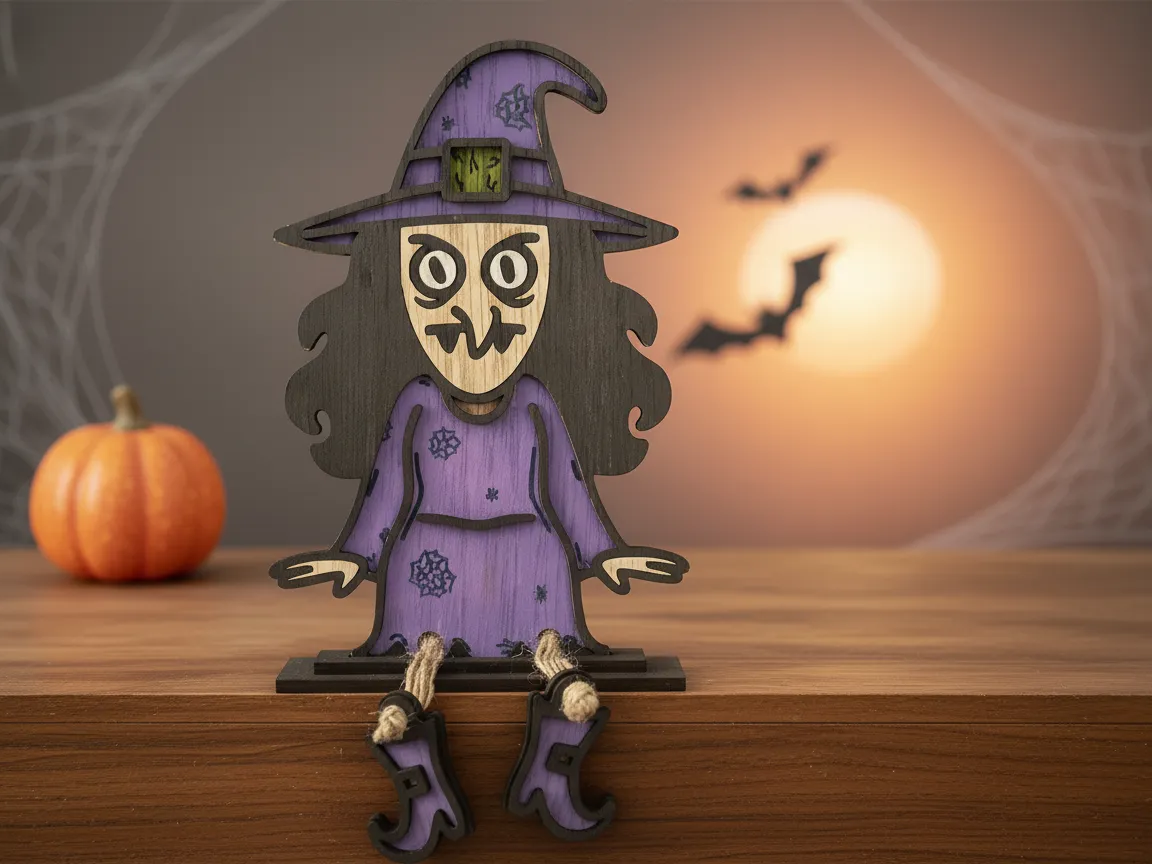 Multi layered spooky witch with dangling legs made with rope or twine ...