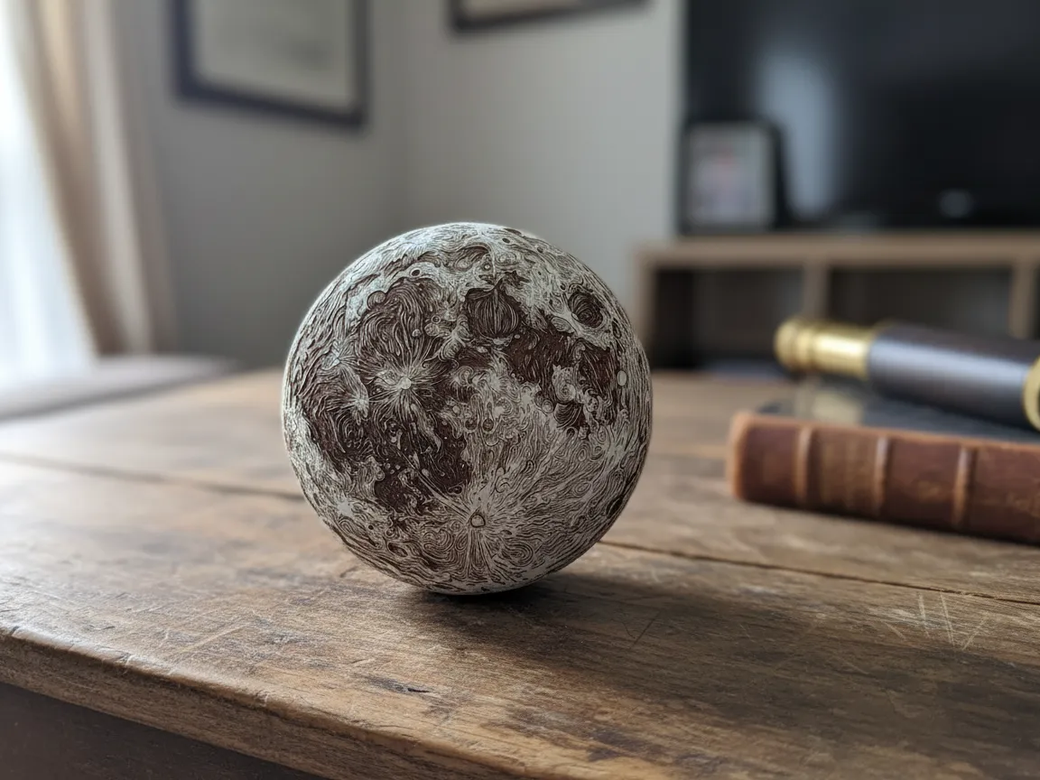 Laser Engraved Wooden Moon Sphere Decorative Ornament | Ready to Use ...