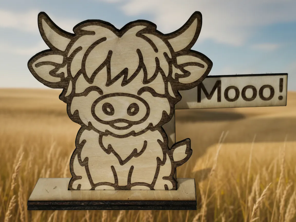 Highland Cow Stand with Customizable Sign | Free Files - Atomm