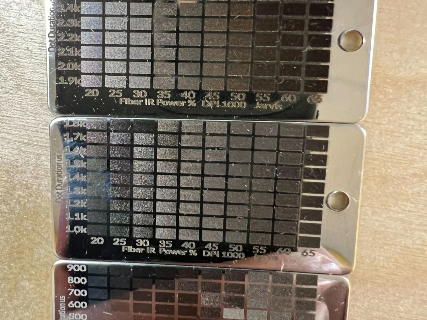 Fiber IR Laser test grid stainless steel keychain set up for Jarvis ...