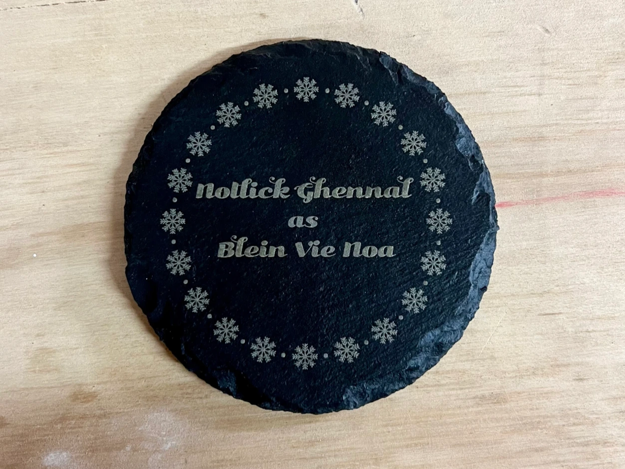 Laser Engraved Round Slate Coaster with Snowflake Design | Free Files ...