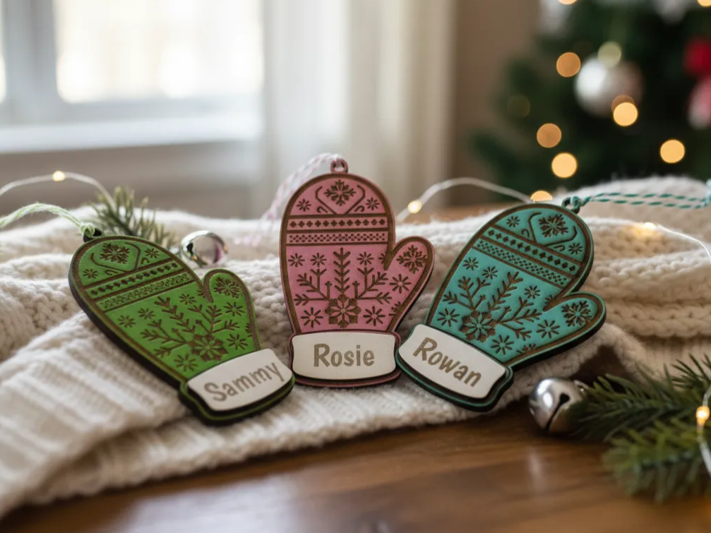 Laser Cut Personalized Mitten Christmas Ornament | Free Files - Atomm