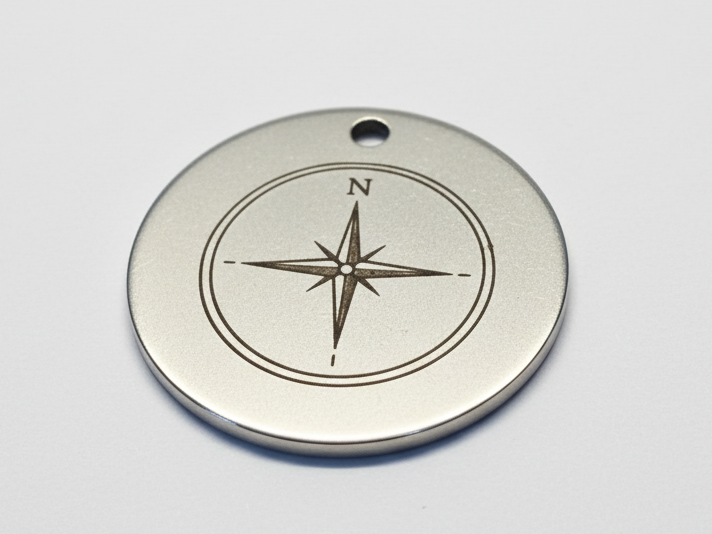 Laser Engraved Metal Compass Keychain with Directional Design | Free ...