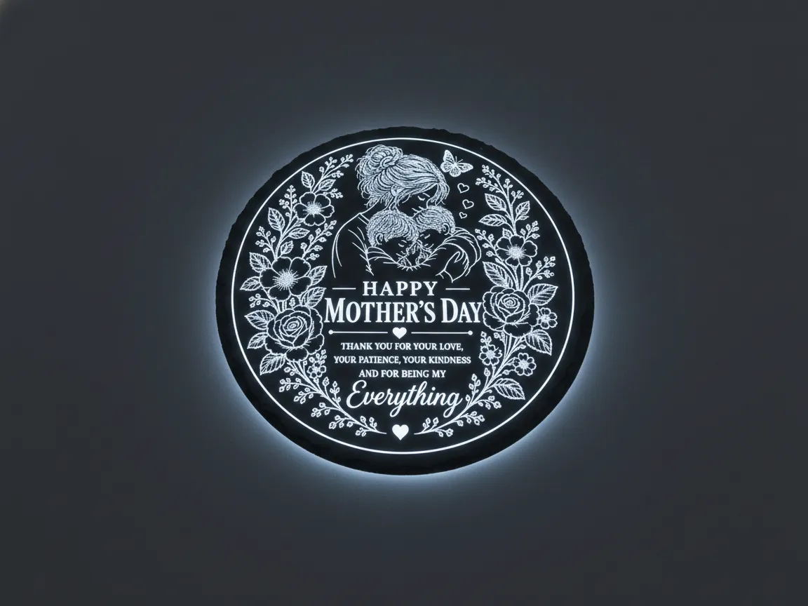 Illuminated Mother's Day Floral Plaque with Mother and Children ...