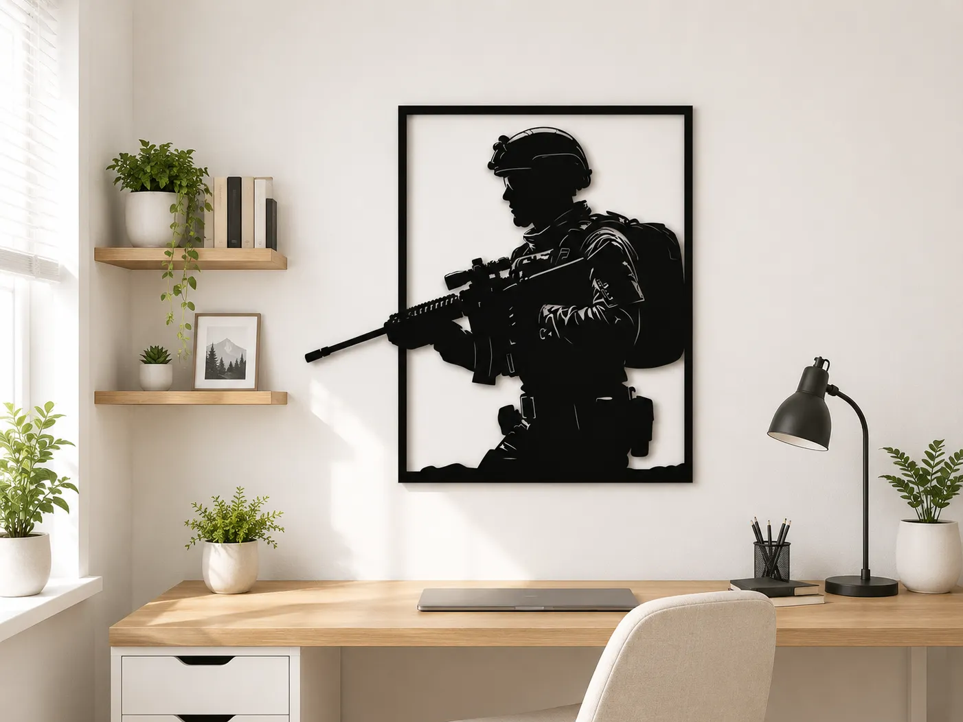 Military Soldier Wall Art SVG | Tactical Soldier Silhouette | Army Wall ...