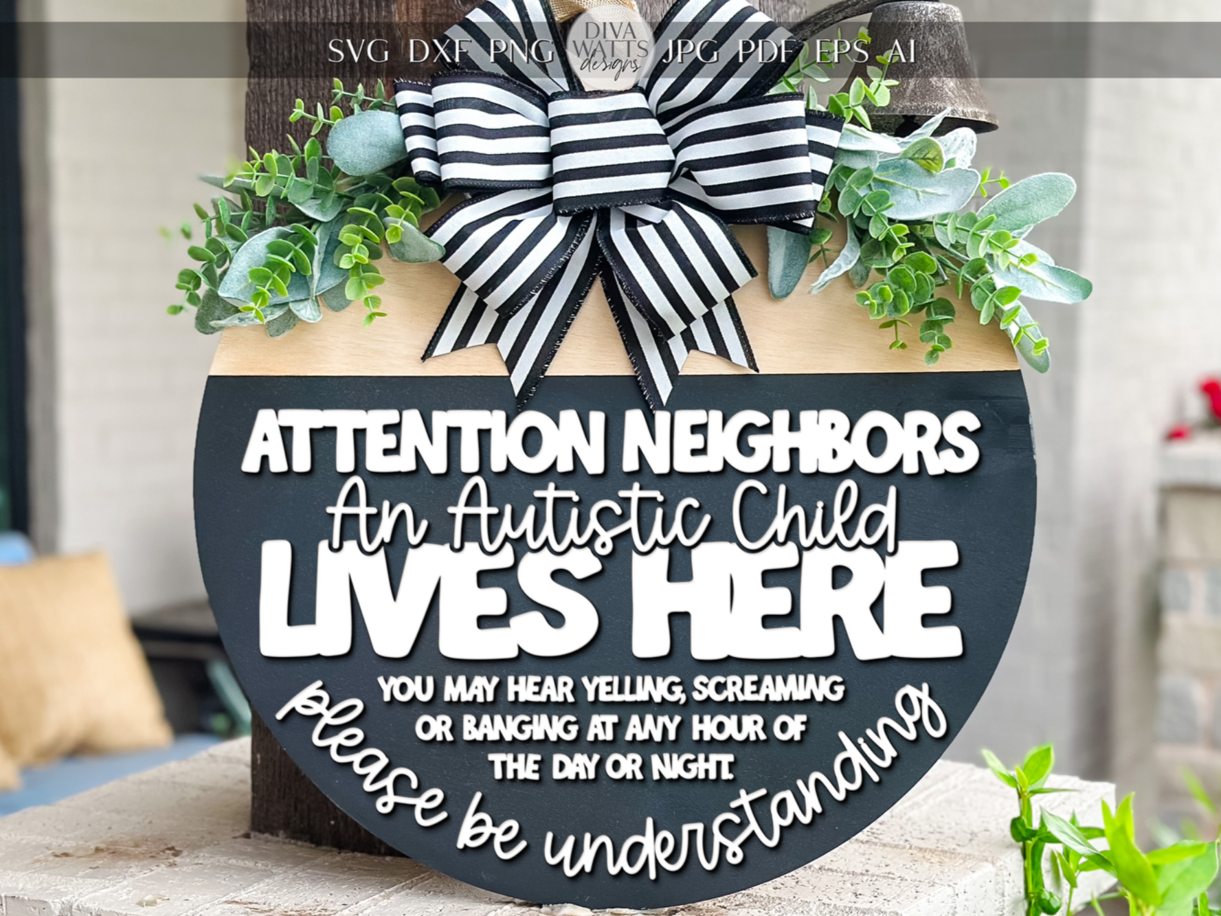 Autism Awareness Door Hanger SVG | Autistic Child Lives Here Sign Laser ...